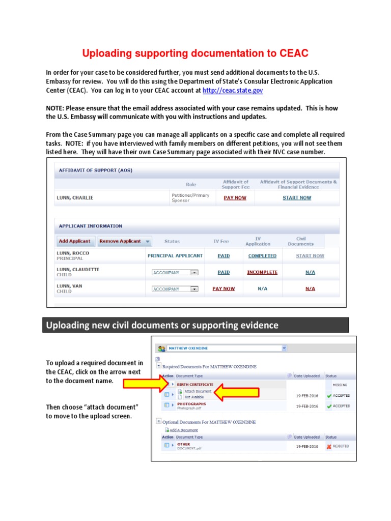 Uploading Supporting Documentation To CEAC | PDF | Computing | Cyberspace
