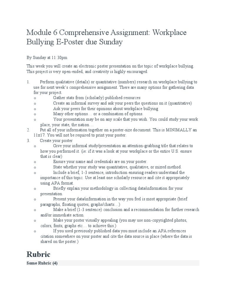 Module 6 Comprehensive Assignment | PDF | Data | Rubric (Academic)