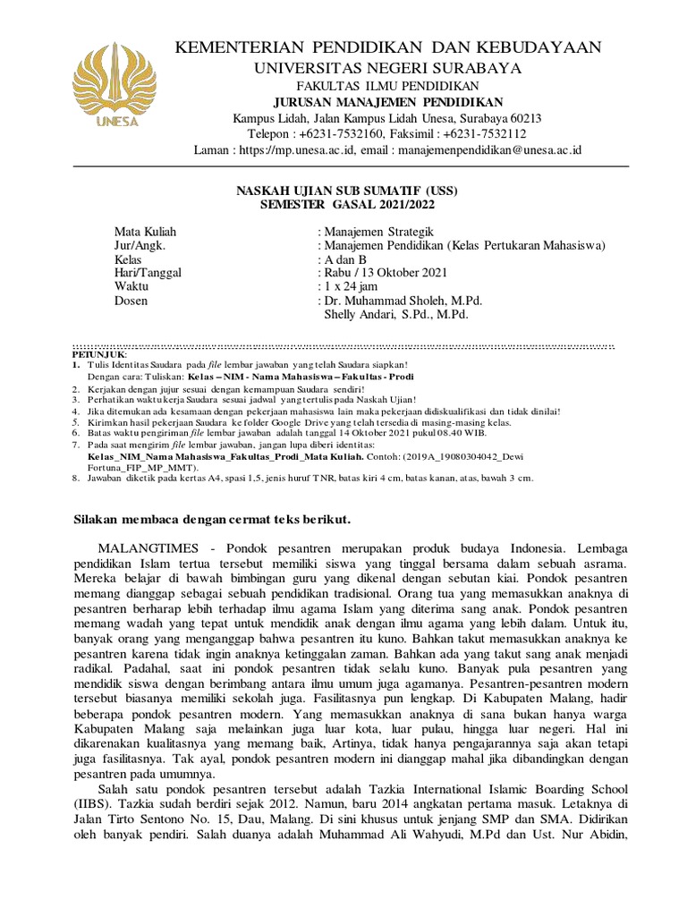 Lembar Soal Uts | PDF