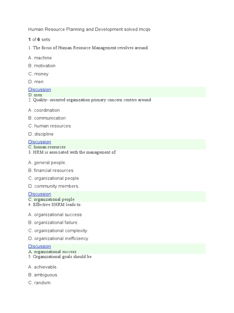Human Resource Planning and Development Solved Mcqs | PDF | Human Resource Management | Recruitment