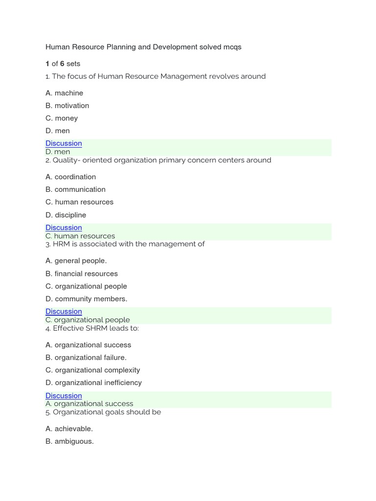 HRM MCQs for HR Professionals | PDF | Human Resource Management | Human ...