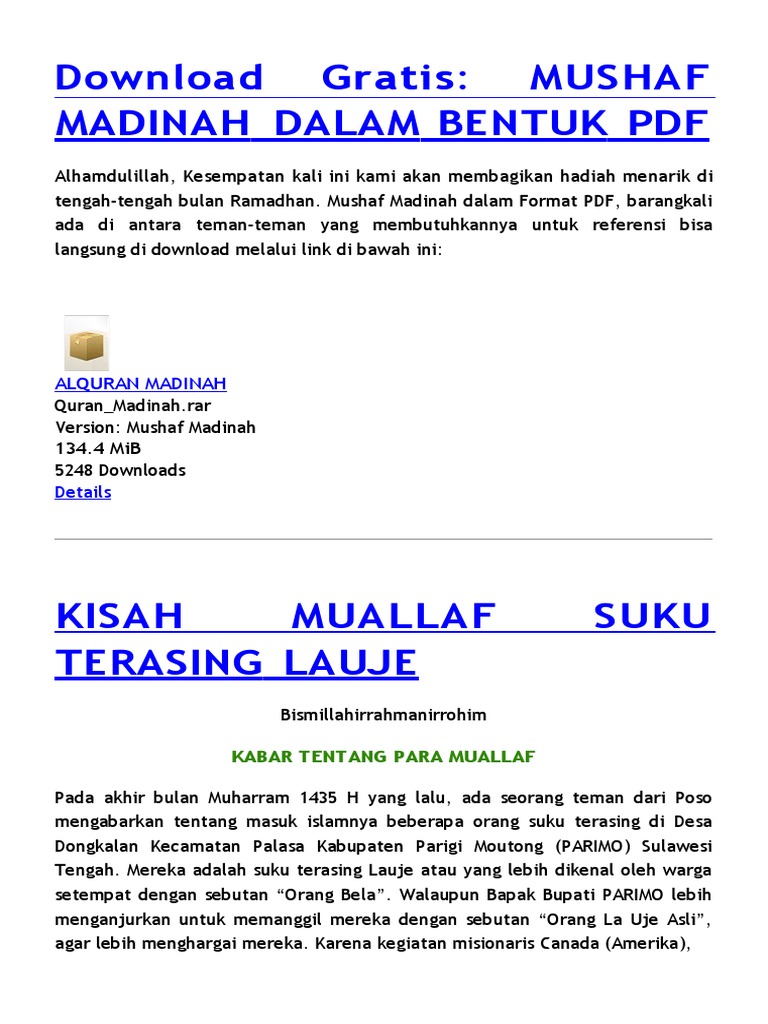 Download Mushaf Madinah PDF Gratis | PDF
