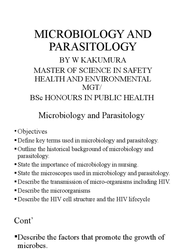 Microbiology and Parasitology Presentation by W Kakumura | PDF ...