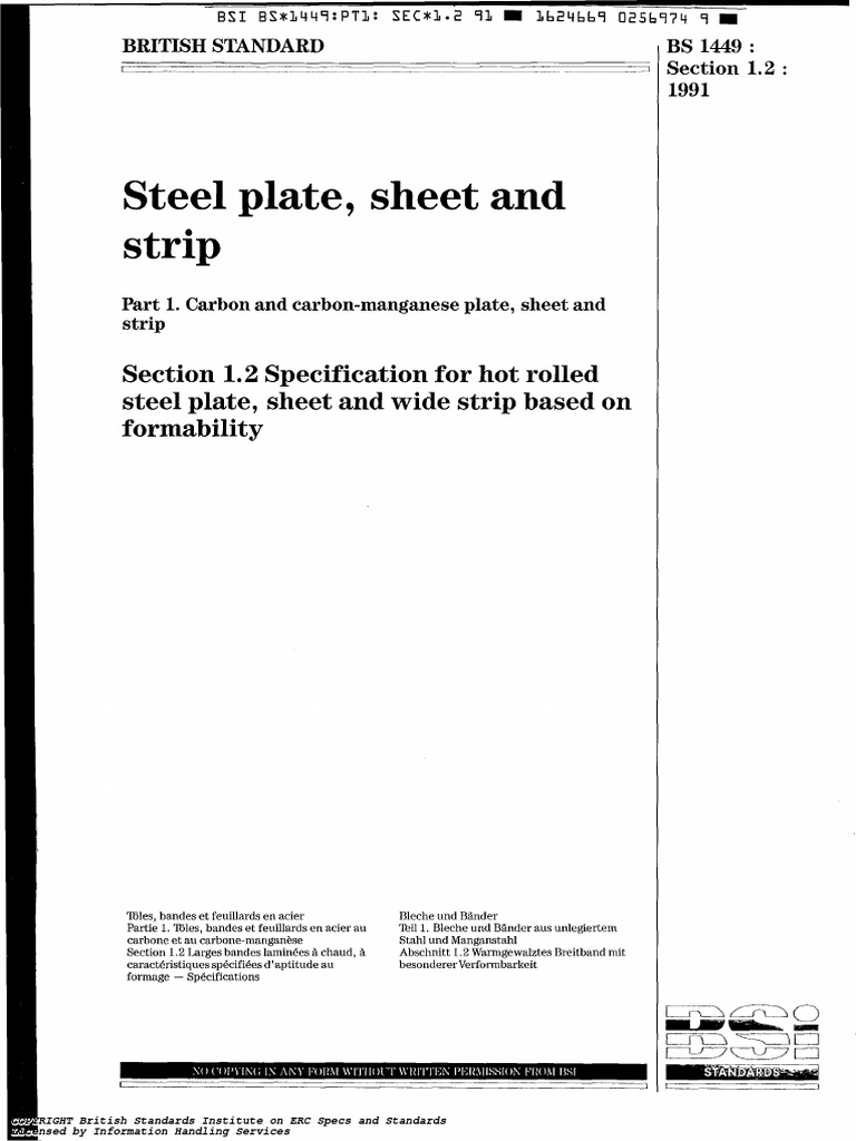 BS 1449-1-2 - 1991 | PDF | Specification (Technical Standard) | Sheet Metal
