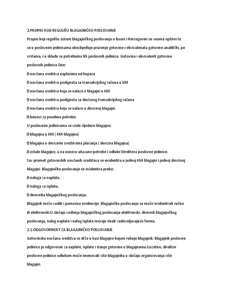 Propisi Za Blagajnicko Poslovanje | PDF