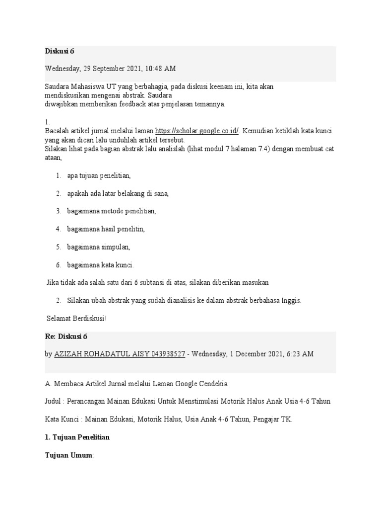 Diskusi 6 Bahasa Indonesia (MKWU4108) | PDF
