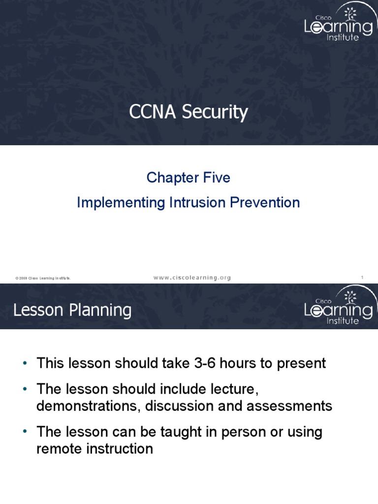 CCNA Security: Chapter Five Implementing Intrusion Prevention | PDF | Internet Protocols ...