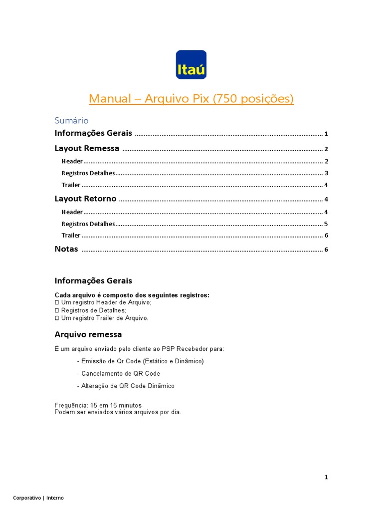 Manual de Arquivo Pix CNAB 750 | PDF | Bancos | Serviços financeiros