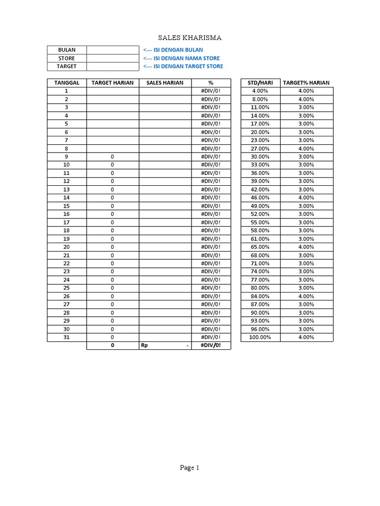 Contoh Form Sales Target | PDF