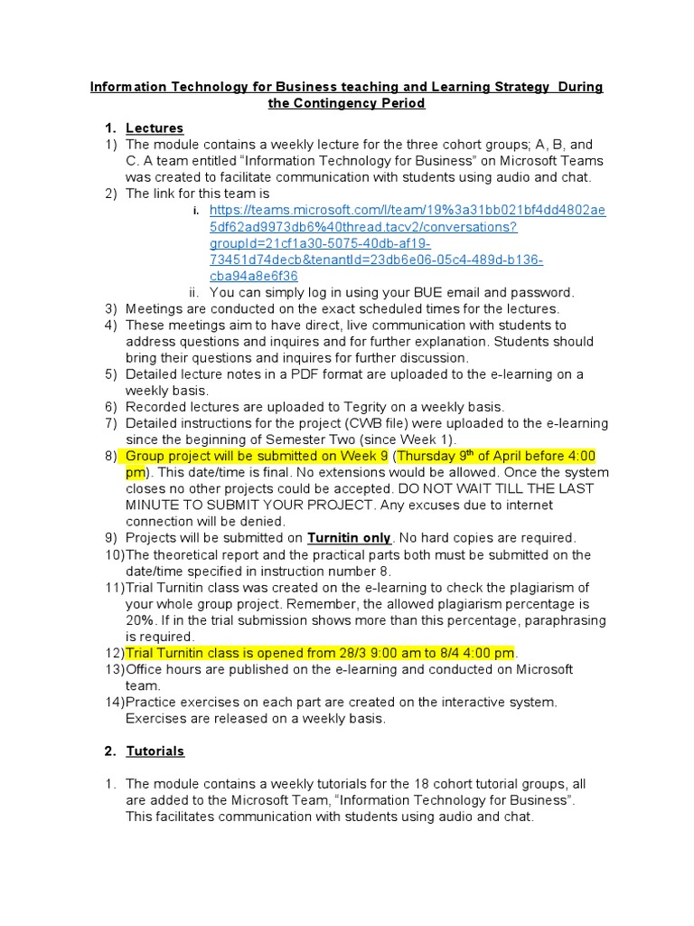 Information Technology For Business Module Contingency Plan | PDF ...