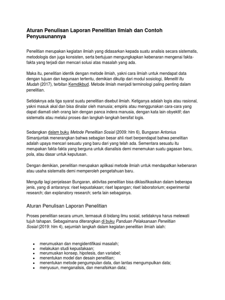 Aturan Penulisan Laporan Penelitian | PDF