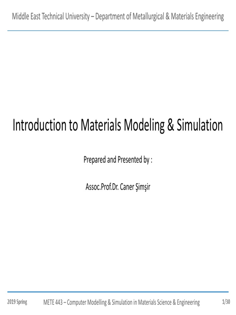 W01-Introduction To Materials Modeling and Simulation | PDF ...