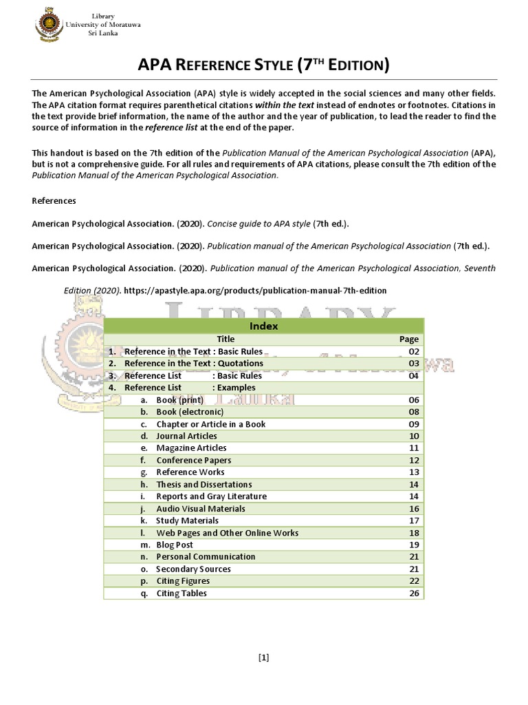 APA 7th User Guide - 2021 | PDF | Apa Style | American Psychological ...