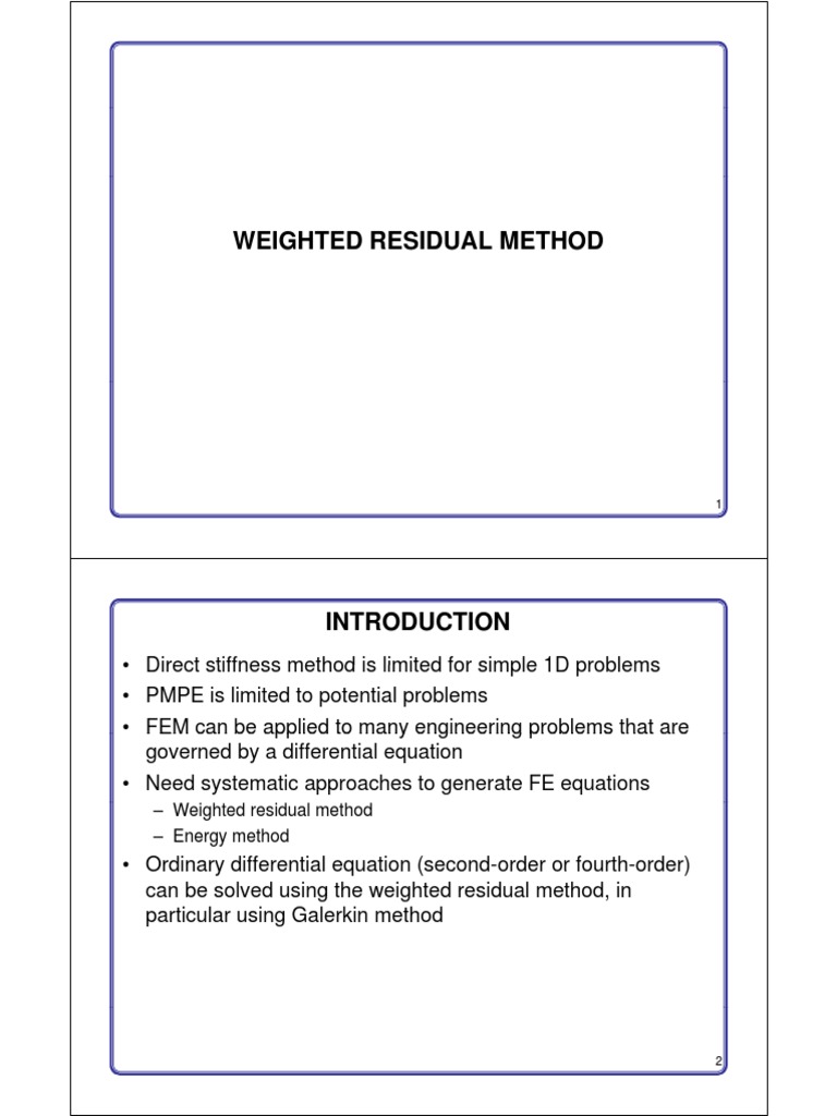 Weighted Residual Method Weighted Residual Method | PDF | Finite Element Method | Ordinary ...
