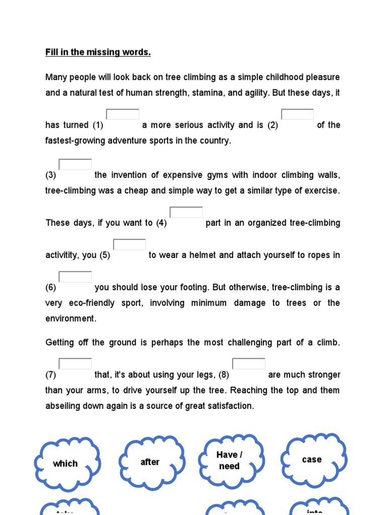 Fill in The Missing Words | PDF