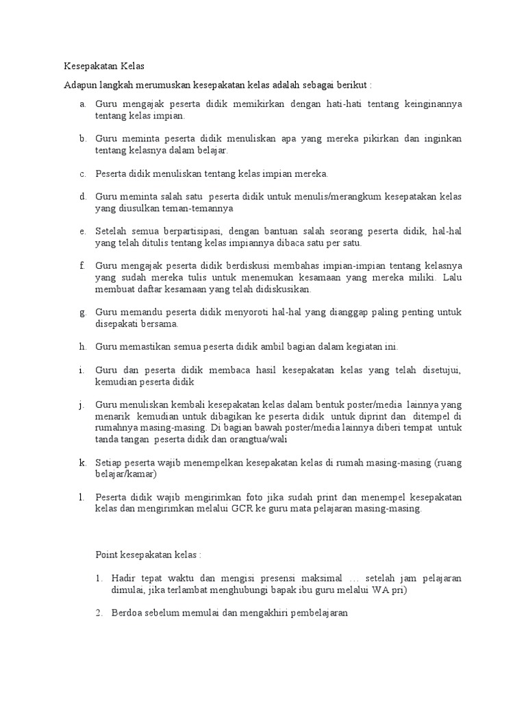 Kesepakatan Kelas Pdf