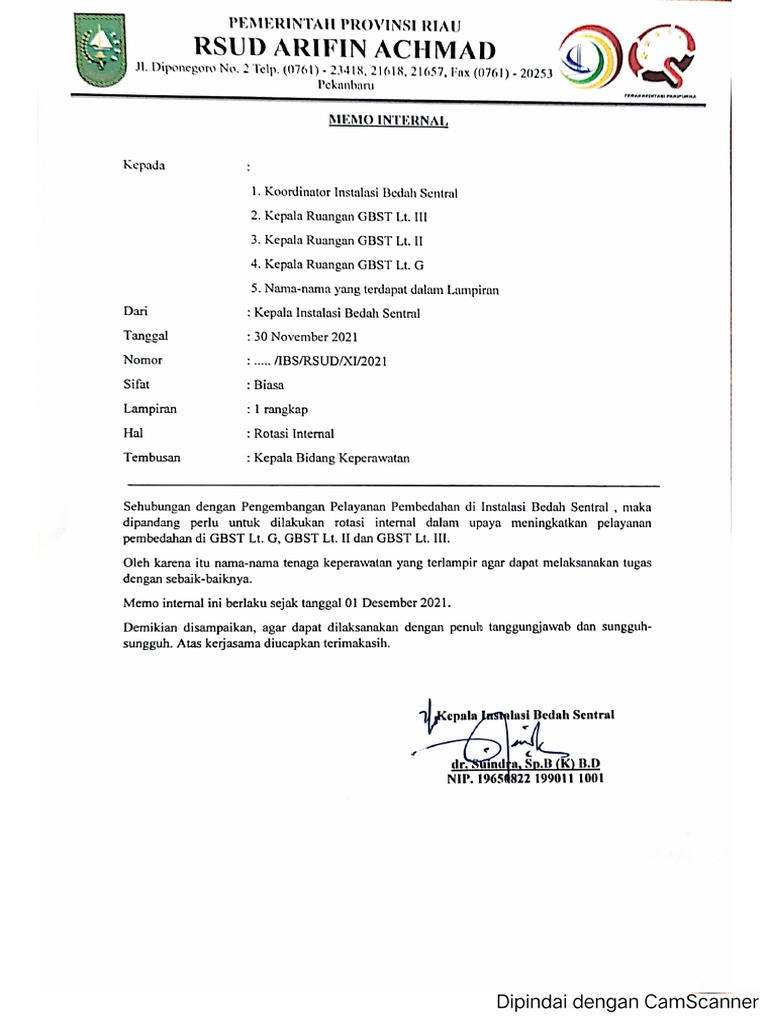 SK Rotasi Internal IBS | PDF