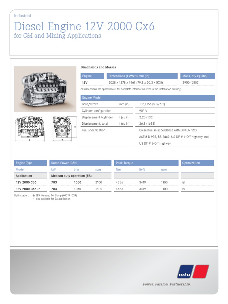 MTU Series 2000 Mining Engines 12V2000Cx6 3235061 1505796670 | PDF ...