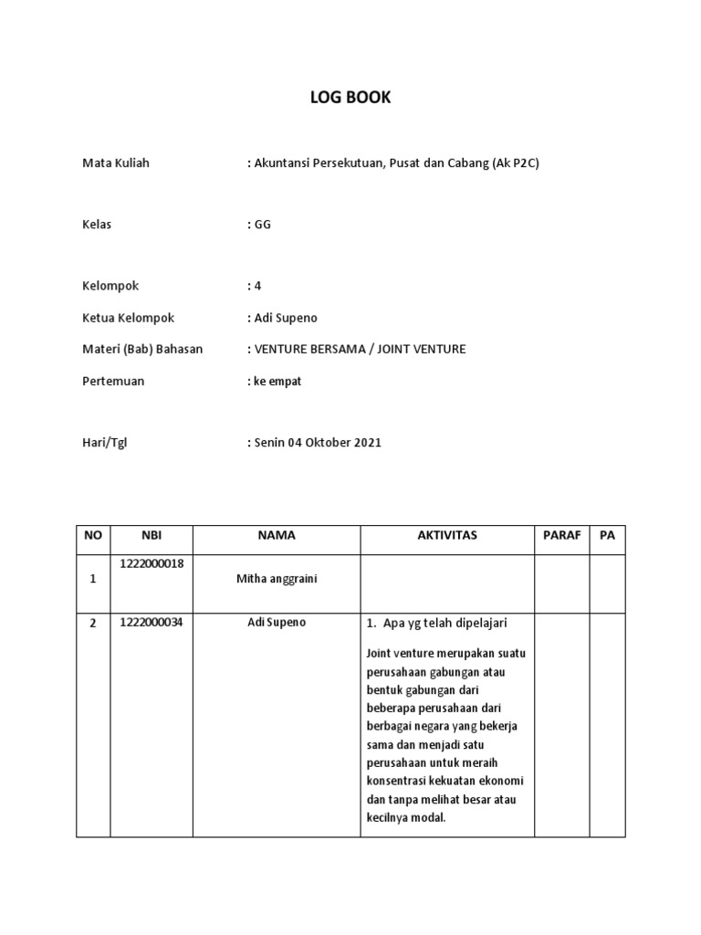 LOG BOOK (TM 4) - WPS Office | PDF