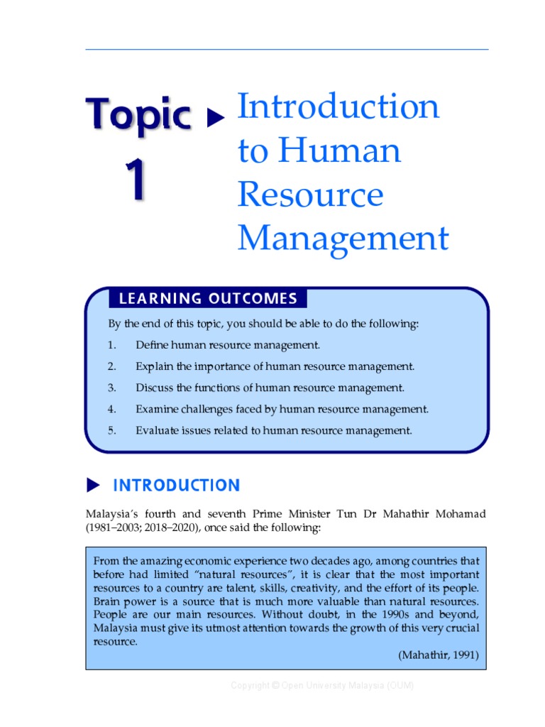 3.topic 1 - Intro HRM | PDF | Human Resource Management | Employment