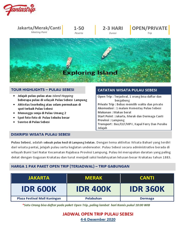 Paket Open Trip Pulau Sebesi 3D2N | PDF