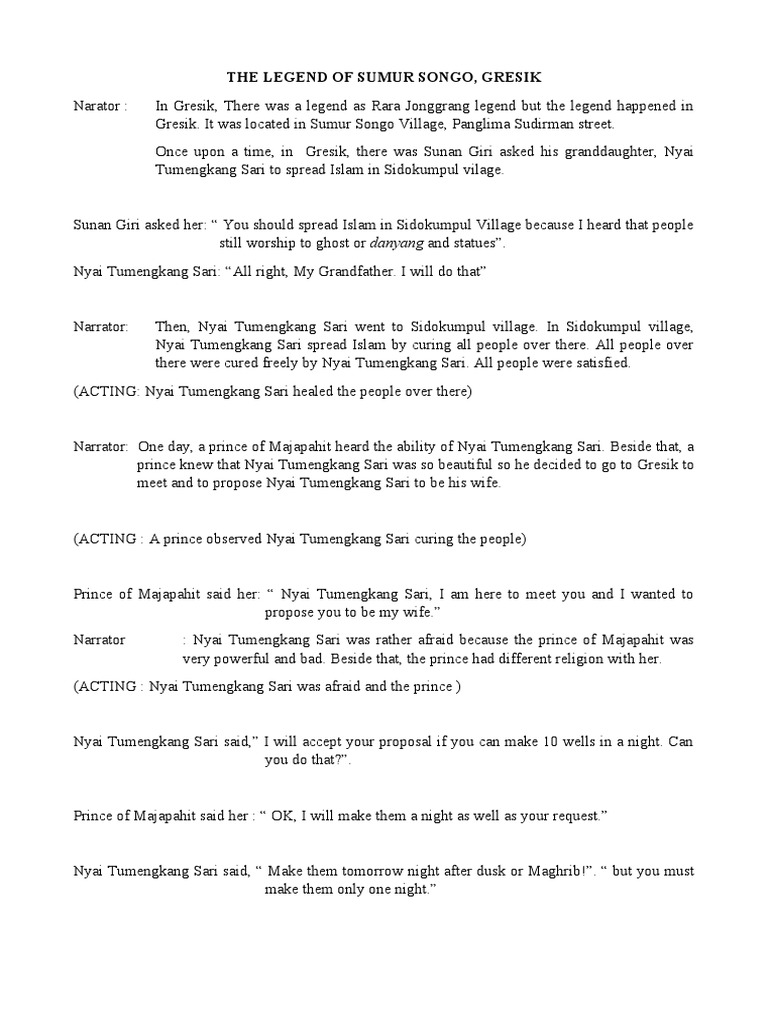 The Legend of Sumur Songo | PDF