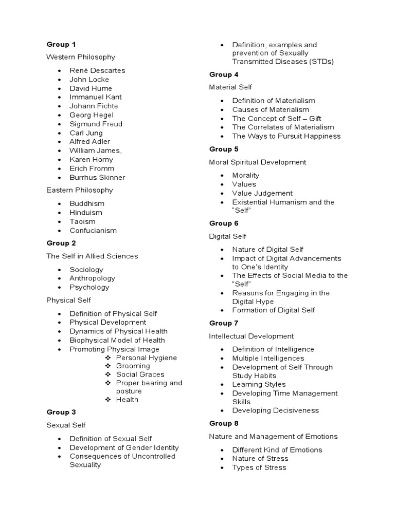 2 English BPED 2A and BPED 2B Groupings | PDF | Self | Western Philosophy