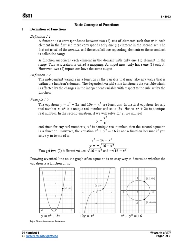 Handout 1 Gen Math | PDF | Function (Mathematics) | Equations