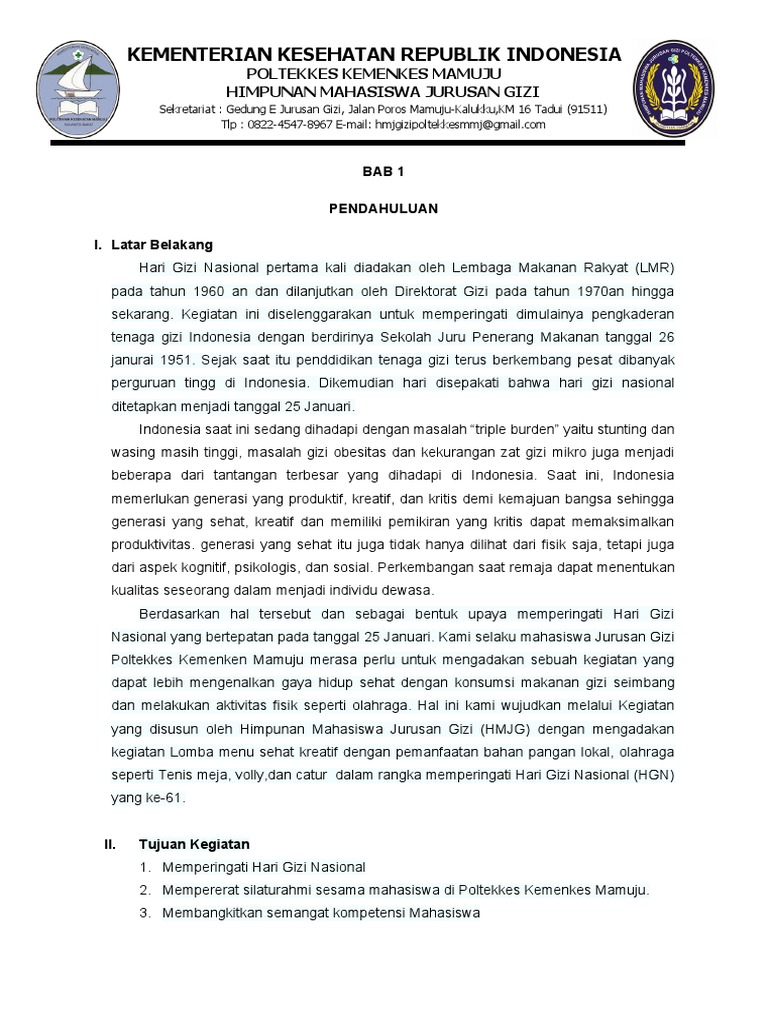 Proposal Lomba Hari Gizi Nasional (HGN) PDF | PDF