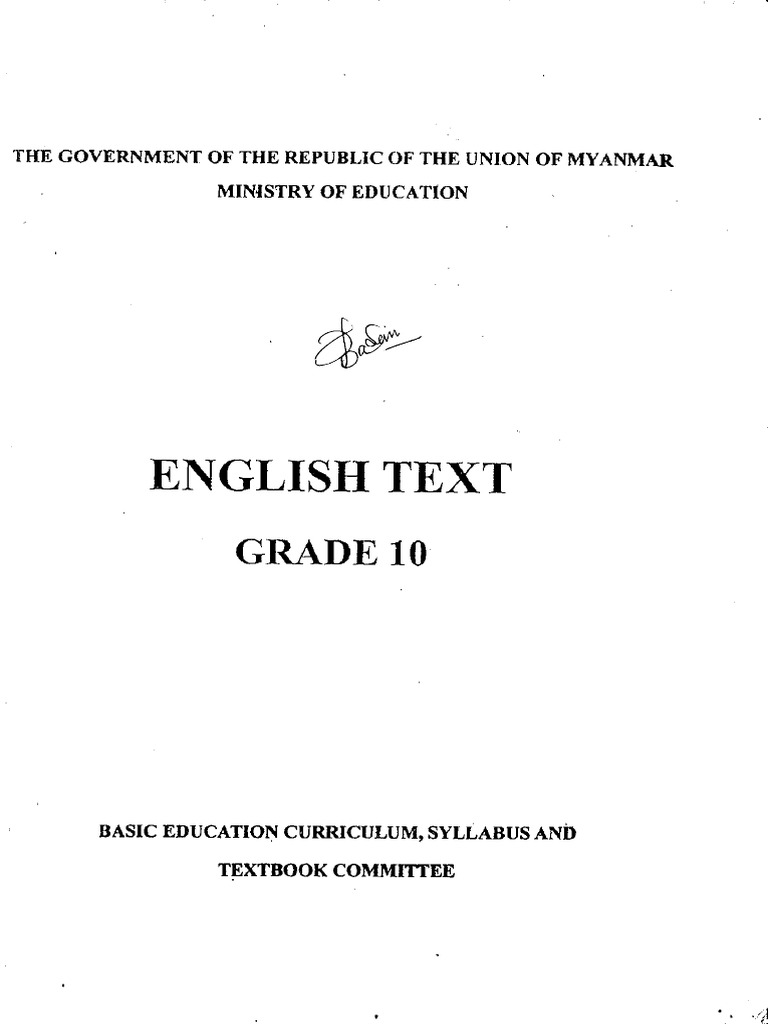 Myanmar Grade 10 English | PDF