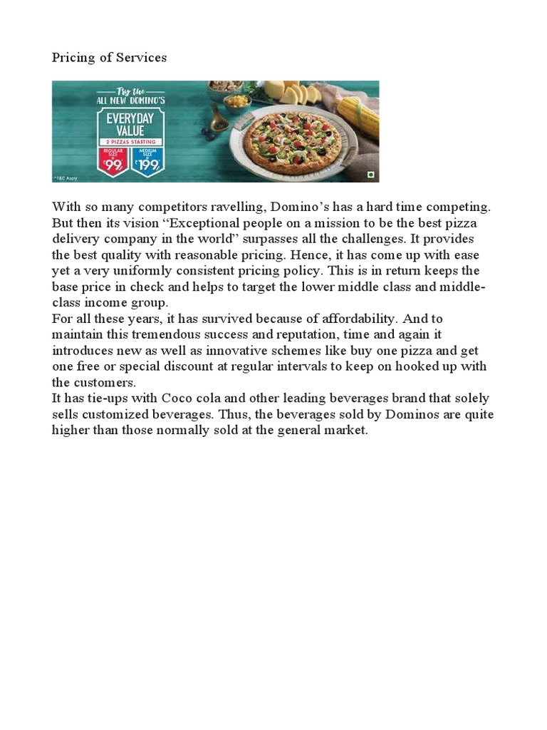 Pricing of Services | PDF | Domino's Pizza | Value Added Tax