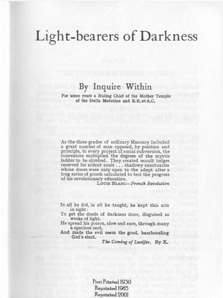 Light Bearers of Darkness by Christina Stoddard Aka Inquire Within ...