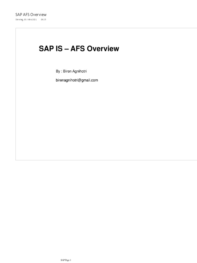 SAP AFS System Overview | PDF