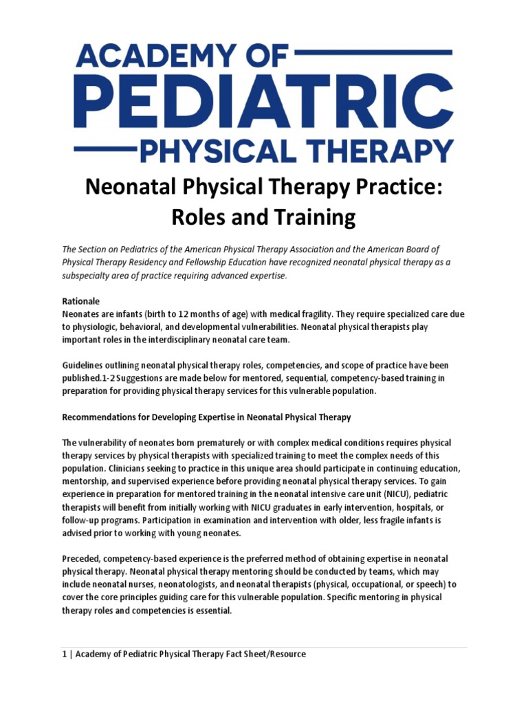 13 Neonatal Fact Sheet | PDF | Neonatology | Physical Therapy
