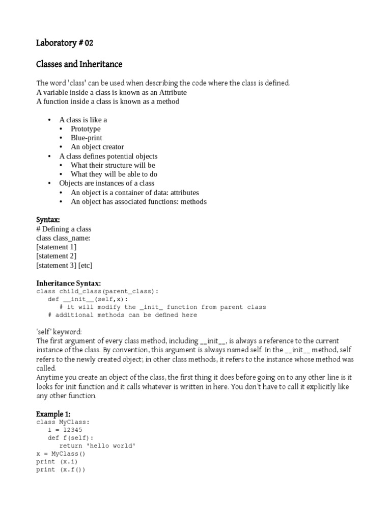 Classes Inheritance Lab | PDF | Class (Computer Programming) | Method ...