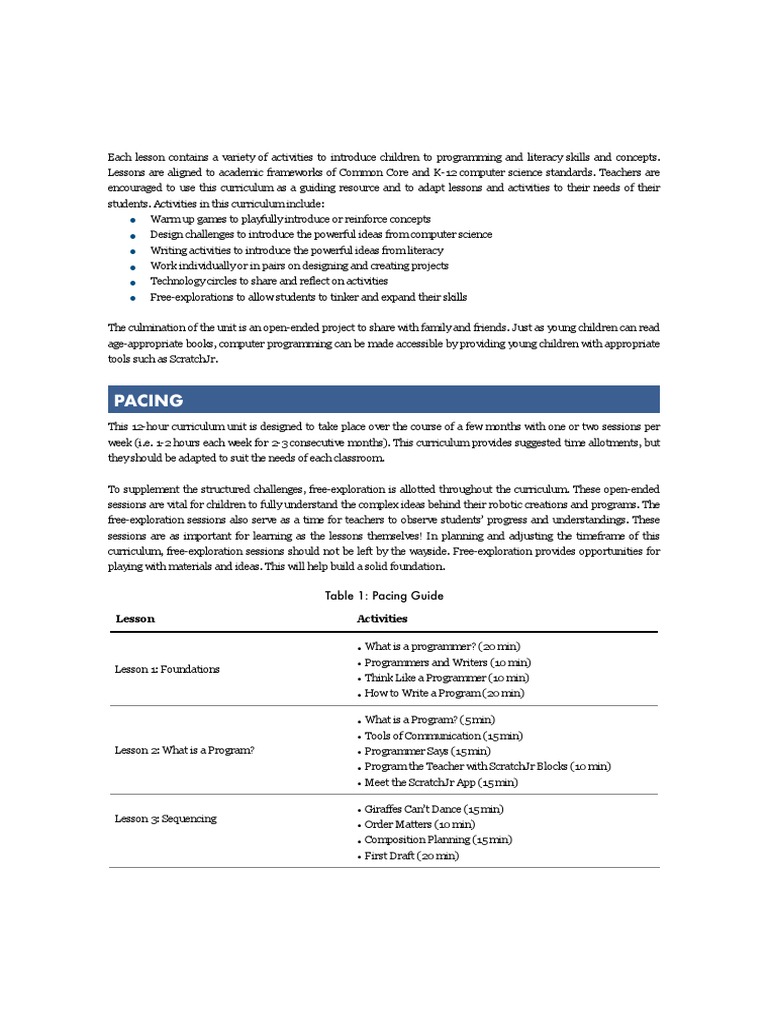 Pacing: Lesson Activities | PDF | Curriculum | Teachers