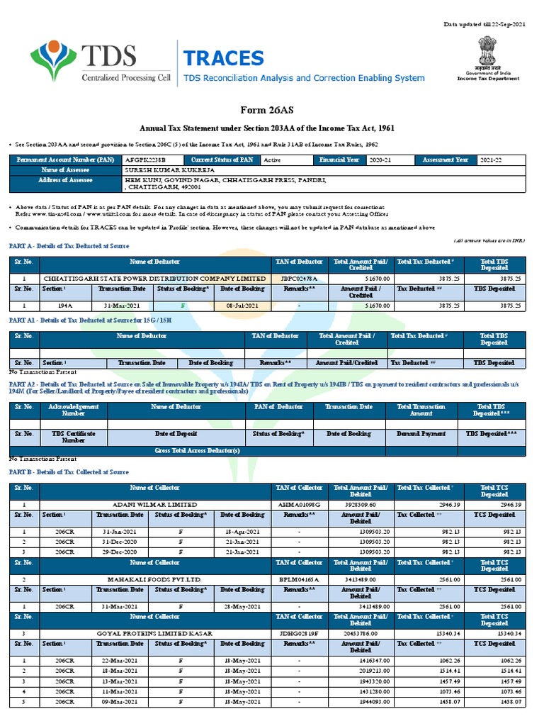 Form 26AS: Annual Tax Statement Under Section 203AA of The Income Tax ...