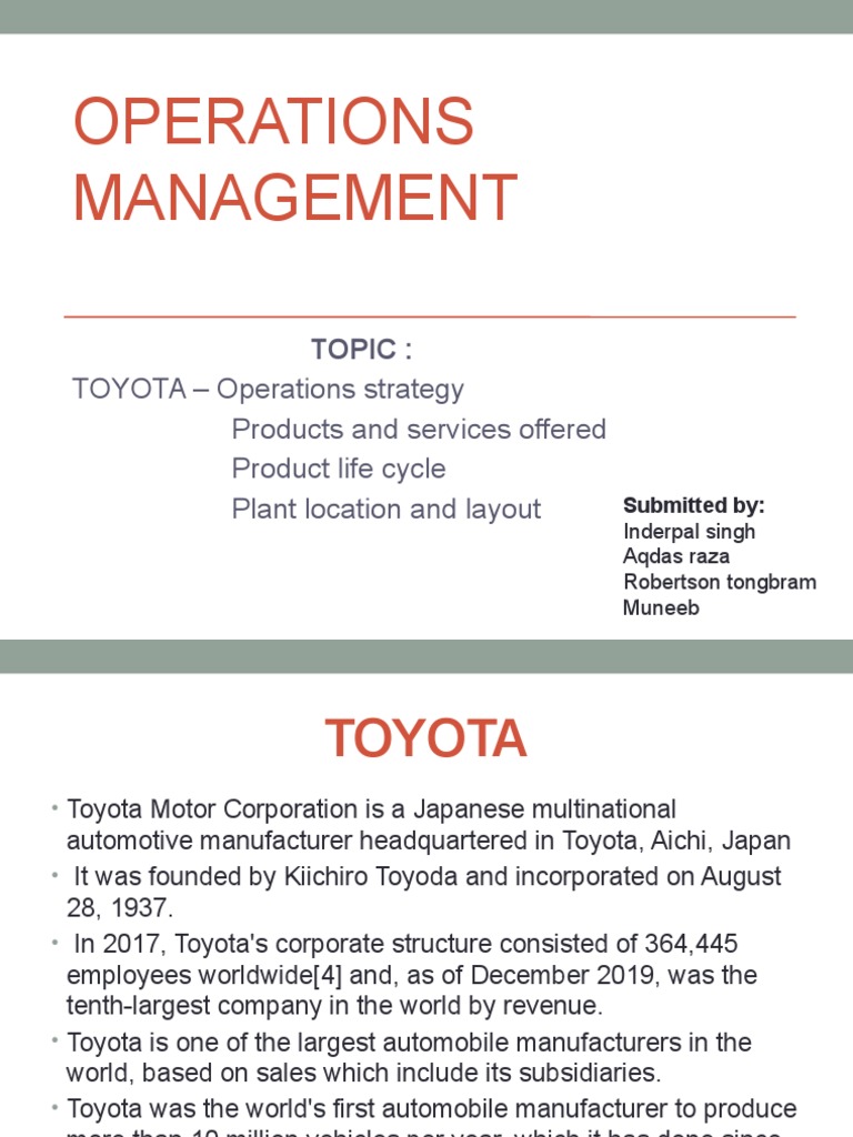 Toyota Operations Management: An Analysis of Toyota's Operations ...