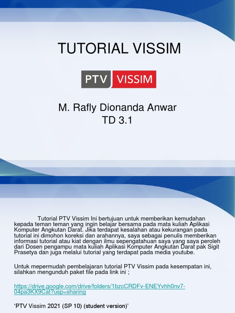 Tutorial PTV Vissim Lengkap | PDF