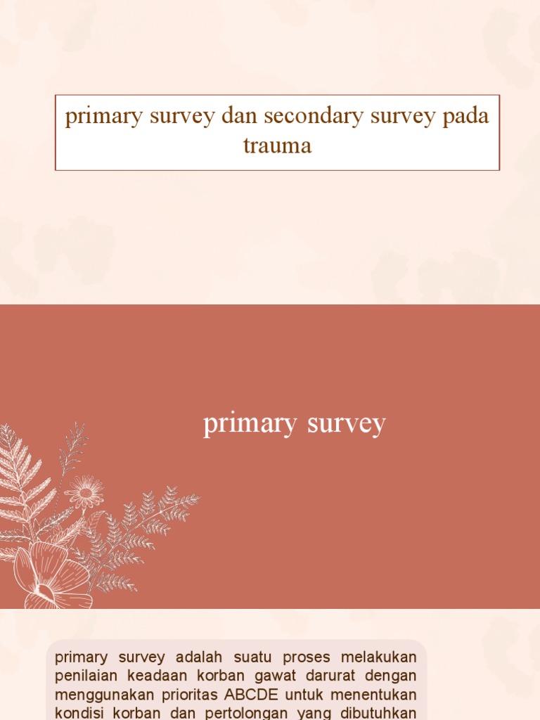 Primary Survey Dan Secondary Survey | PDF