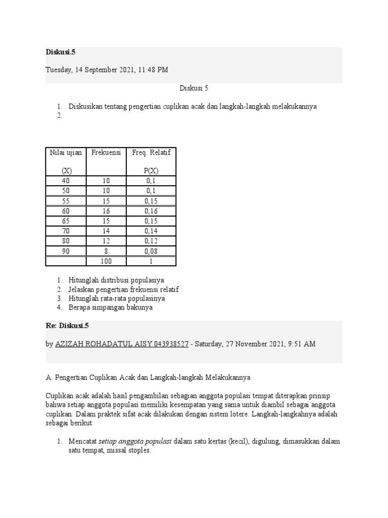 Diskusi 5 Statistika Ekonomi (ESPA4123) | PDF