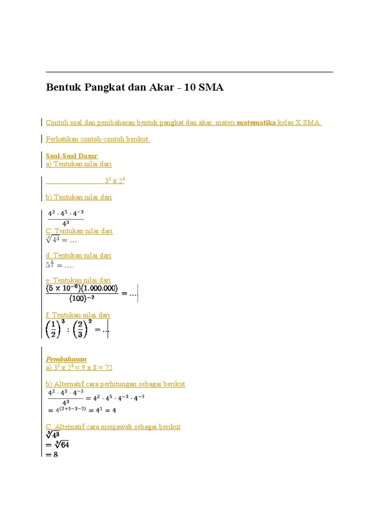Pangkat & Akar Kls 10 | PDF
