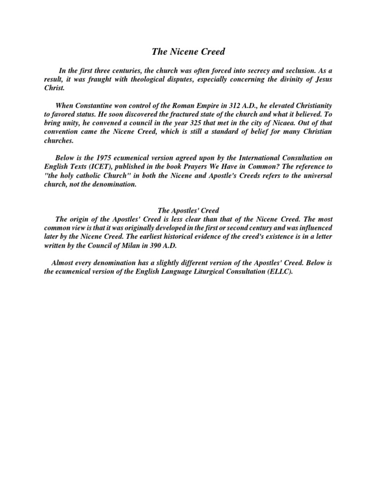 The Nicene Creed | PDF | God The Father | Christian Church