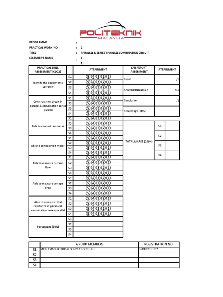 Lab2 Det10013 | PDF | Series And Parallel Circuits | Electrical Network
