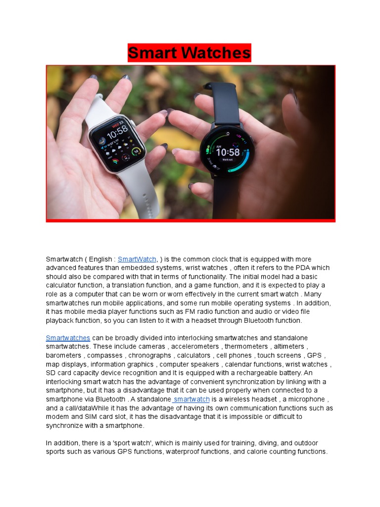Smart Watches | PDF | Smartwatch | Personal Computing