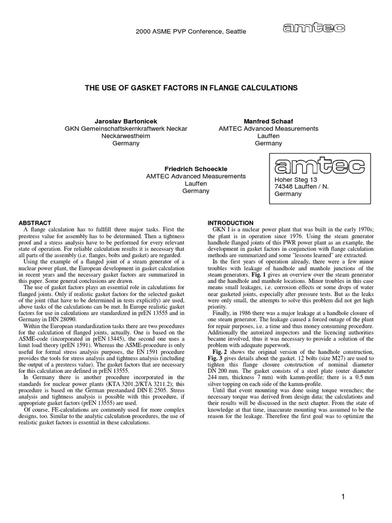 Gasket Factors in Flange Calculations | PDF | Stress (Mechanics ...