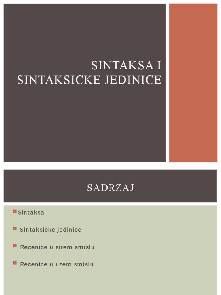 Sintaksa I Sintaksicke Jedinice | PDF