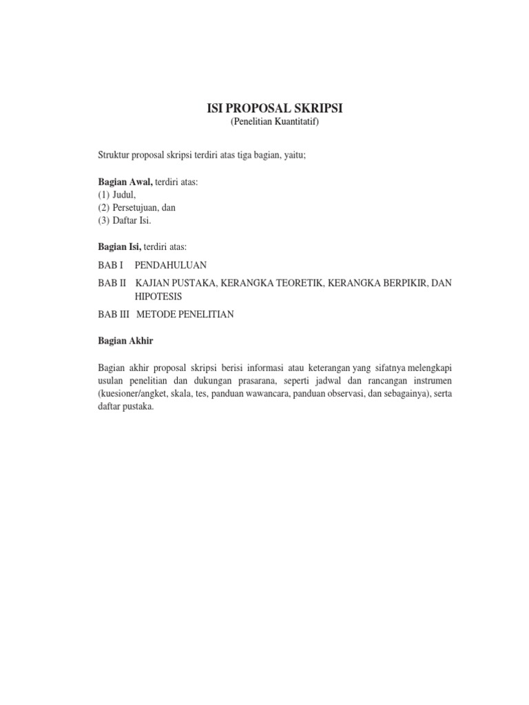 ISI PROPOSAL SKRIPSI - Penelitian Kuantitatif | PDF