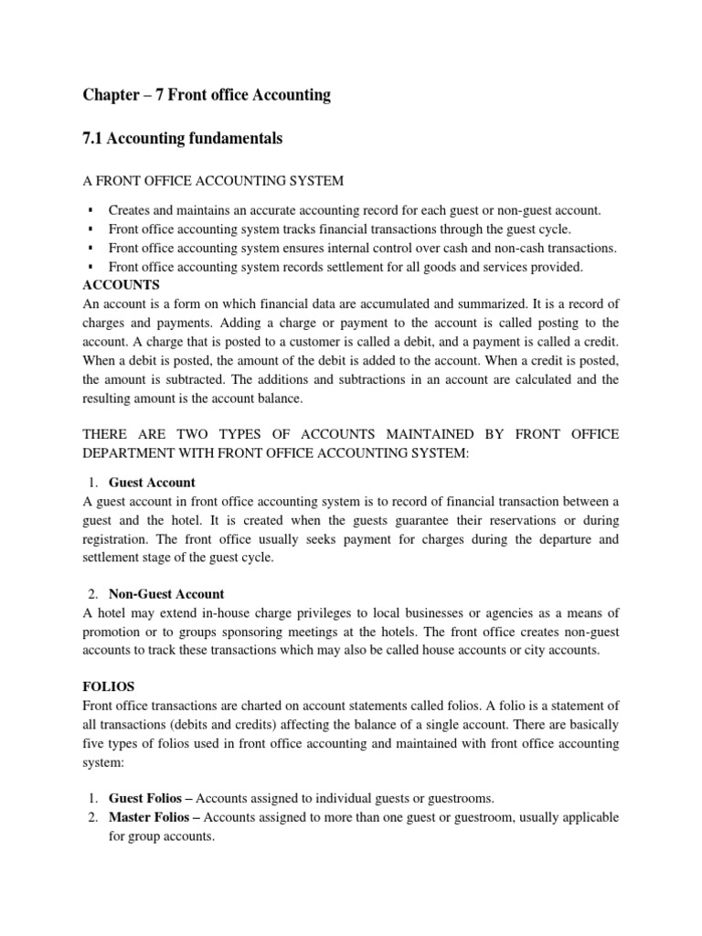 Front Office Accounting Overview | PDF | Financial Transaction | Point ...