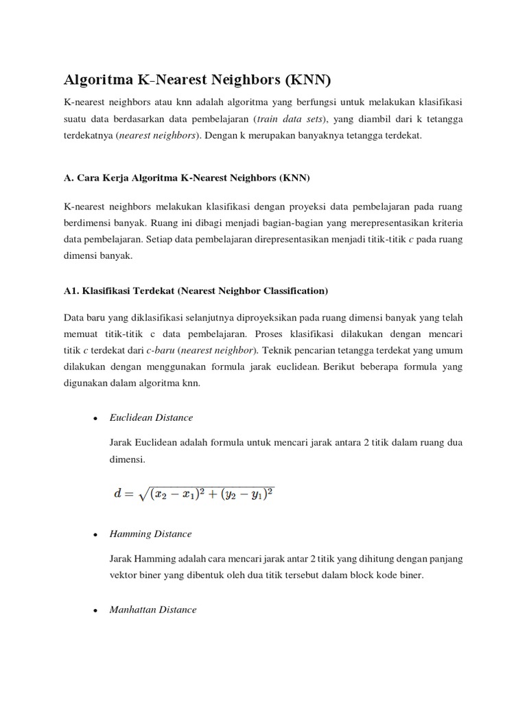 A. Cara Kerja Algoritma K-Nearest Neighbors (KNN) | PDF | Metode ...